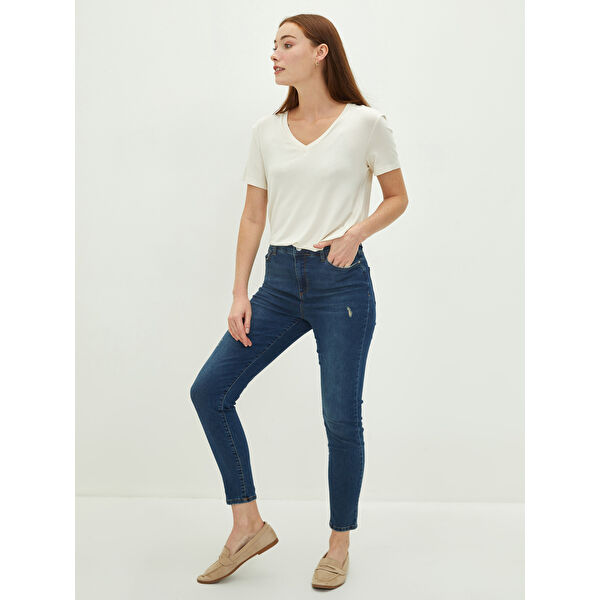 Skinny Fit Cep Detaylı Kadın Rodeo Jean Pantolon Skinny Fit Cep Detaylı Kadın Rodeo Jean Pantolon