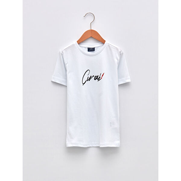 Bisiklet Yaka Baskılı Kısa Kollu Pamuklu Erkek Çocuk Tişört Baba ve Oğul Kombini