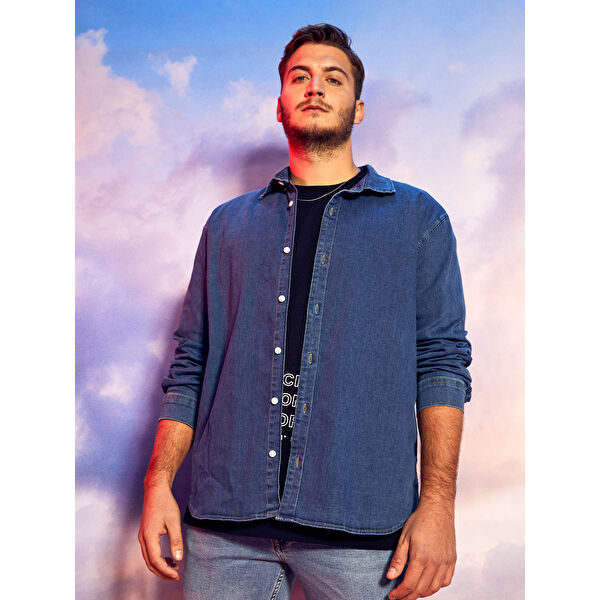 X-SIDE x Berkay Yuvakuran Erkek Jean Gömlek - Regular Fit Uzun Kollu X-SIDE x Berkay Yuvakuran Erkek Jean Gömlek - Regular Fit Uzun Kollu