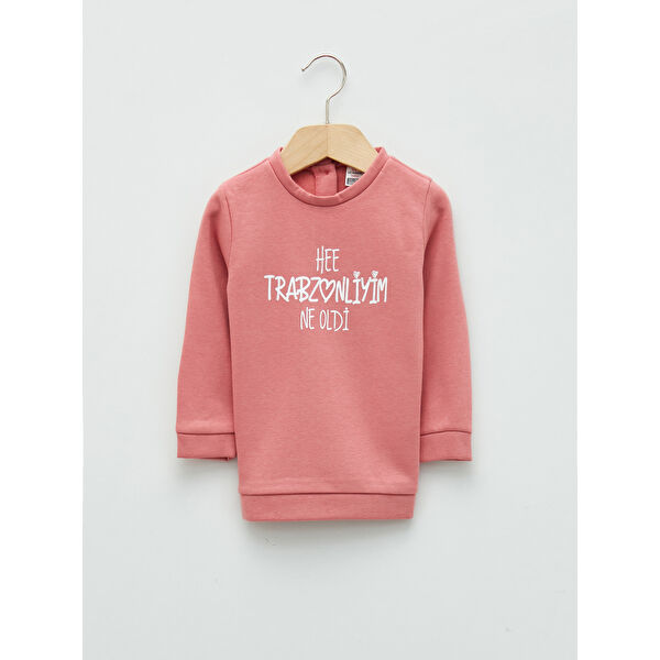 Bisiklet Yaka Uzun Kollu Baskılı Kız Bebek Sweatshirt