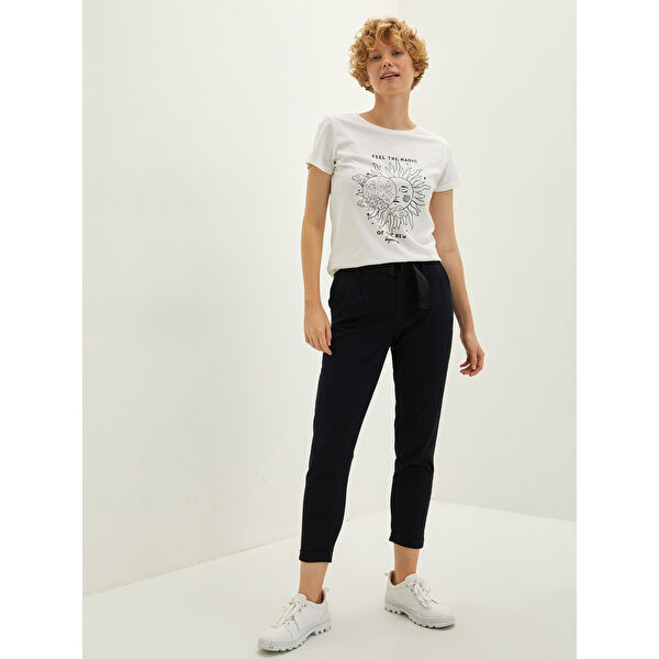 Beli Kemerli Cep Detaylı Gabardin Kumaş Kadın Pantolon Beli Kemerli Cep Detaylı Gabardin Kumaş Kadın Pantolon