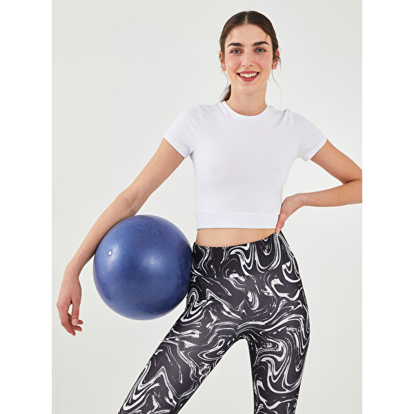 Bisiklet Yaka Düz Kısa Kollu Crop Kadın Spor Tişört Bisiklet Yaka Düz Kısa Kollu Crop Kadın Spor Tişört