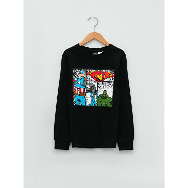 Bisiklet Yaka Avengers Baskılı Uzun Kollu Erkek Çocuk Tişört Bisiklet Yaka Avengers Baskılı Uzun Kollu Erkek Çocuk Tişört