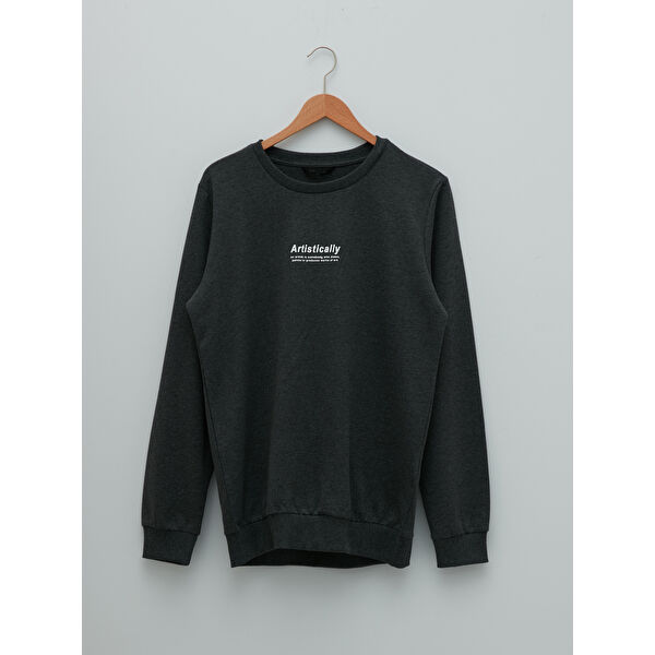 Bisiklet Yaka Uzun Kollu Erkek Sweatshirt