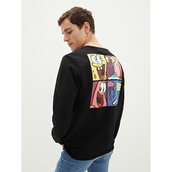 Bisiklet Yaka Uzun Kollu Sünger Bob Baskılı Erkek Sweatshirt Baba ve Oğul Kombini Bisiklet Yaka Uzun Kollu Sünger Bob Baskılı Erkek Sweatshirt Baba ve Oğul Kombini