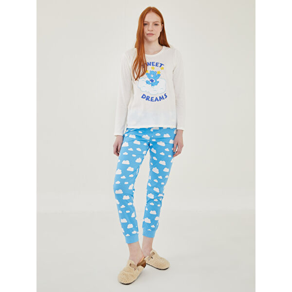 Bisiklet Yaka Care Bears Baskılı Uzun Kollu Pamuklu Kadın Pijama Takımı Bisiklet Yaka Care Bears Baskılı Uzun Kollu Pamuklu Kadın Pijama Takımı
