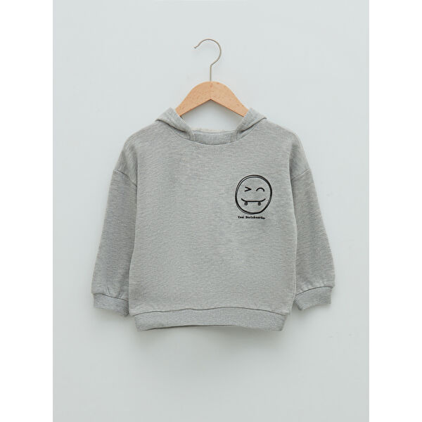 Kapüşonlu Uzun Kollu Baskılı Erkek Bebek Sweatshirt Kapüşonlu Uzun Kollu Baskılı Erkek Bebek Sweatshirt