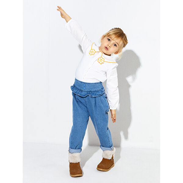 Beli Lastikli Basic Kız Bebek Jean Pantolon Beli Lastikli Basic Kız Bebek Jean Pantolon
