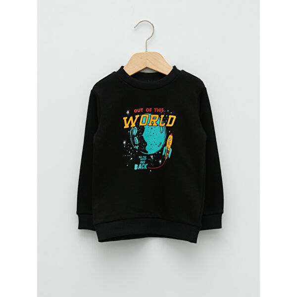 Bisiklet Yaka Uzun Kollu Baskılı Erkek Bebek Sweatshirt