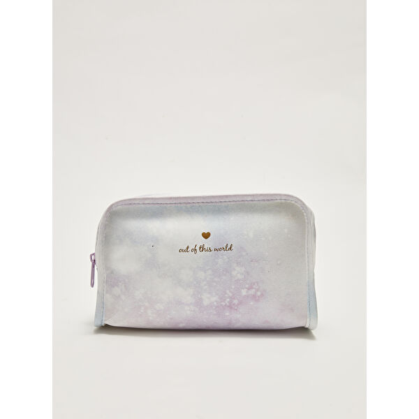 Yazı Baskılı Kadın Makyaj Çantası