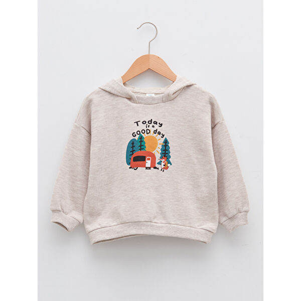 Kapüşonlu Uzun Kollu Baskılı Erkek Bebek Sweatshirt Kapüşonlu Uzun Kollu Baskılı Erkek Bebek Sweatshirt
