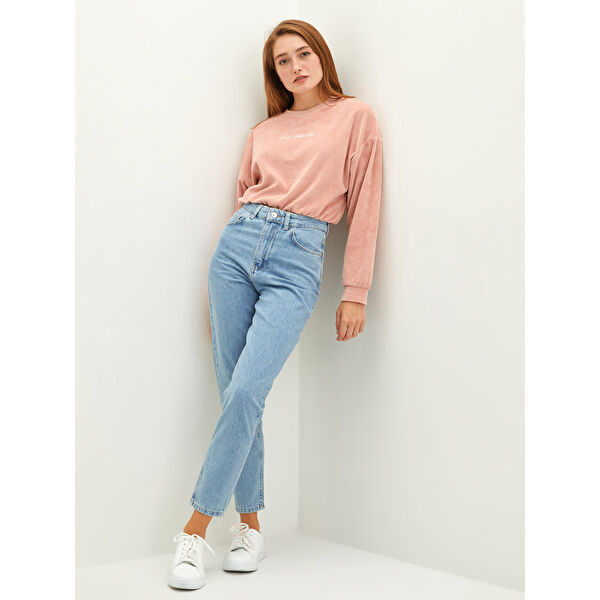 Yüksel Bel Mom Fit Cep Detaylı Kadın Rodeo Jean Pantolon Yüksel Bel Mom Fit Cep Detaylı Kadın Rodeo Jean Pantolon