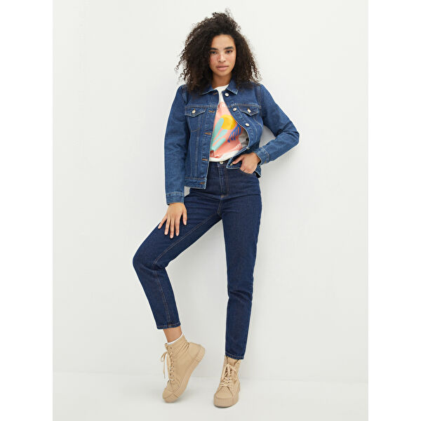Yüksel Bel Mom Fit Cep Detaylı Kadın Rodeo Jean Pantolon Yüksel Bel Mom Fit Cep Detaylı Kadın Rodeo Jean Pantolon
