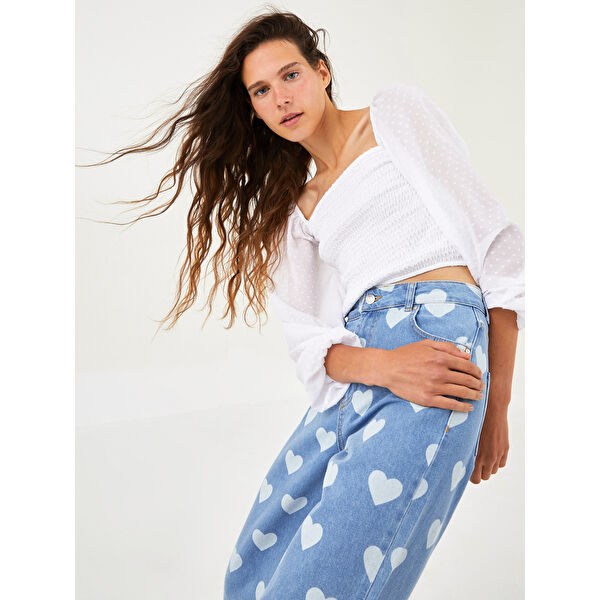 Kare Yaka Gipe Detaylı Uzun Kollu Crop Kadın Bluz Kare Yaka Gipe Detaylı Uzun Kollu Crop Kadın Bluz