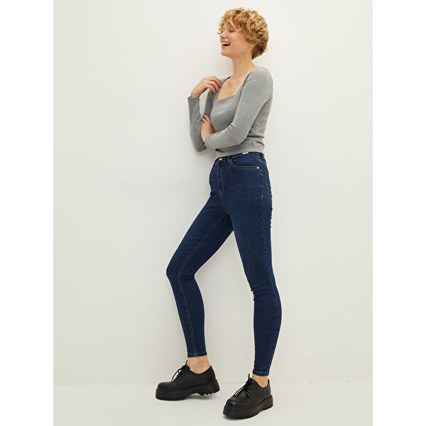Yüksek Bel Süper Skinny Fit Cep Detaylı Kadın Rodeo Jean Pantolon Yüksek Bel Süper Skinny Fit Cep Detaylı Kadın Rodeo Jean Pantolon