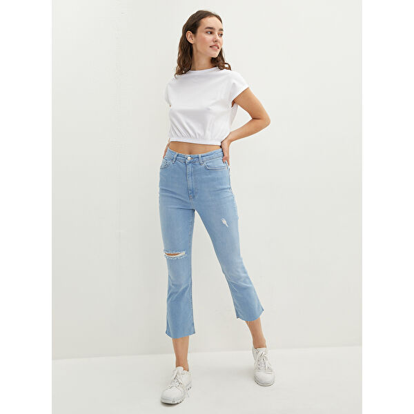 Standart Fit Cep Detaylı Kadın Rodeo Jean Pantolon Standart Fit Cep Detaylı Kadın Rodeo Jean Pantolon