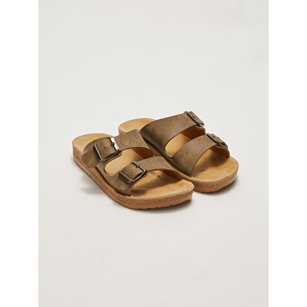 Çift Bantlı Toka Detaylı Kadın Terlik