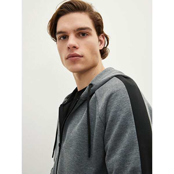 LCW CASUAL Kapüşonlu Uzun Kollu Fermuarlı Erkek Spor Hırka