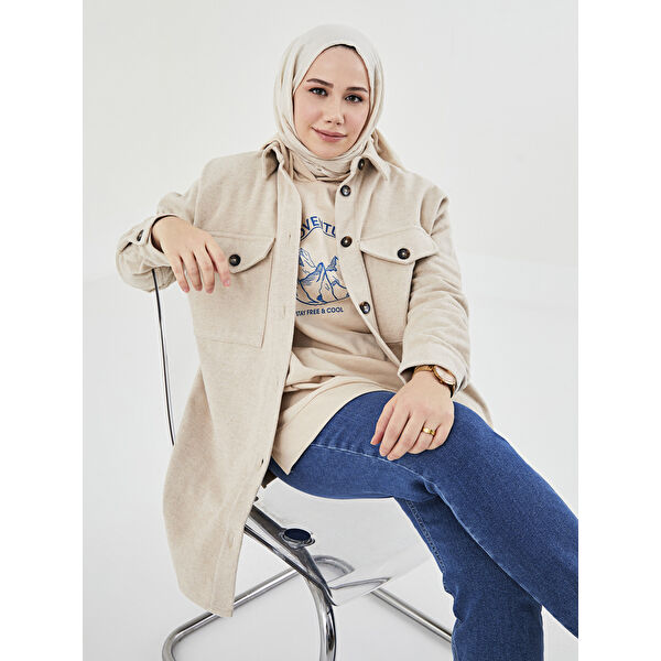 Gömlek Yaka Ekose Uzun Kollu Oversize Kadın Tunik Gömlek Yaka Ekose Uzun Kollu Oversize Kadın Tunik