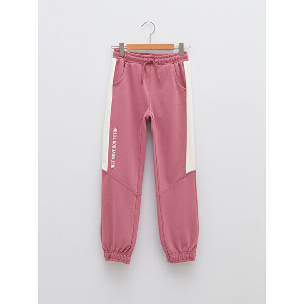 Beli Lastikli Baskılı Kız Çocuk Jogger Eşofman Altı