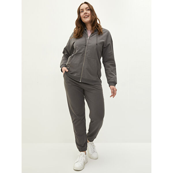 Büyük Beden Beli Lastikli Cep Detaylı Kadın Jogger Eşofman Altı Büyük Beden Beli Lastikli Cep Detaylı Kadın Jogger Eşofman Altı