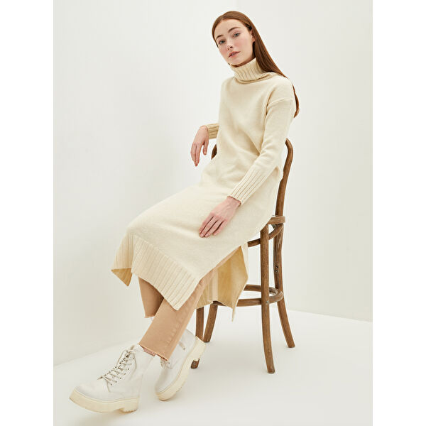 Balıkçı Yaka Düz Uzun Kollu Oversize Kadın Triko Tunik Balıkçı Yaka Düz Uzun Kollu Oversize Kadın Triko Tunik