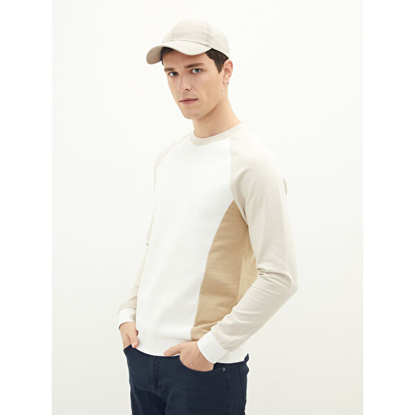 Bisiklet Yaka Uzun Kollu Renk Bloklu Erkek Sweatshirt Bisiklet Yaka Uzun Kollu Renk Bloklu Erkek Sweatshirt