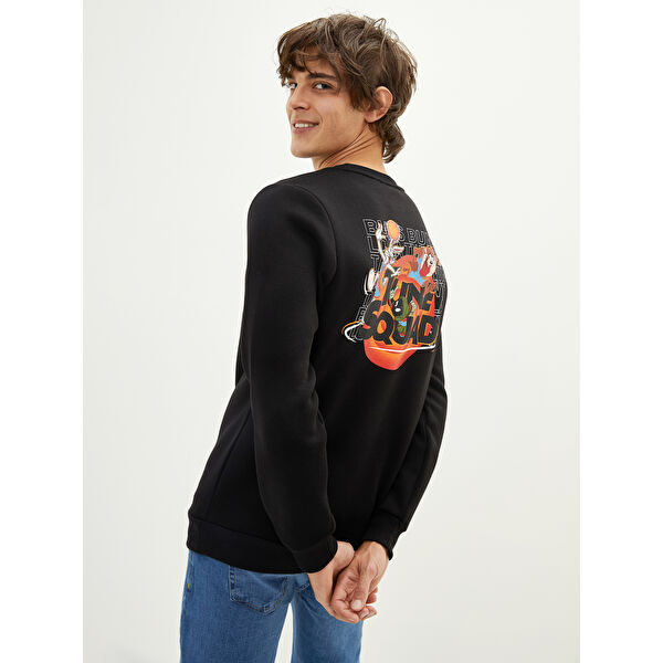 Bisiklet Yaka Uzun Kollu Bugs Bunny Baskılı Erkek Sweatshirt Bisiklet Yaka Uzun Kollu Bugs Bunny Baskılı Erkek Sweatshirt
