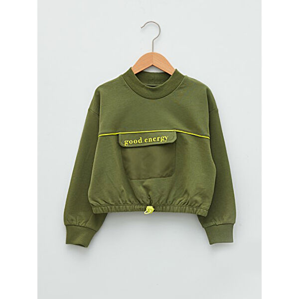 Bisiklet Yaka Baskılı Uzun Kollu Kız Çocuk Sweatshirt