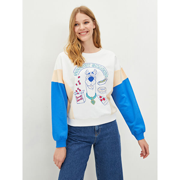 Bisiklet Yaka Scooby Doo Baskılı Uzun Kollu Kadın Sweatshirt