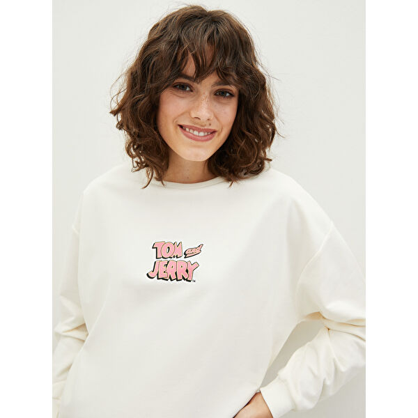 Bisiklet Yaka Tom&Jerry Baskılı Uzun Kollu Kadın Sweatshirt Bisiklet Yaka Tom&Jerry Baskılı Uzun Kollu Kadın Sweatshirt