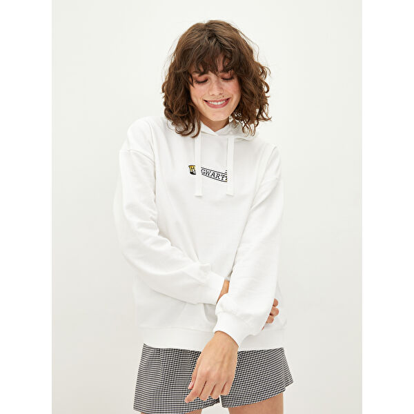 Kapüşonlu Harry Potter Baskılı Uzun Kollu Kadın Sweatshirt Kapüşonlu Harry Potter Baskılı Uzun Kollu Kadın Sweatshirt