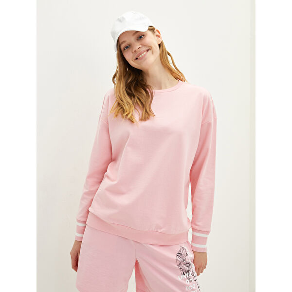 Bisiklet Yaka Şerit Detaylı Uzun Kollu Kadın Sweatshirt Bisiklet Yaka Şerit Detaylı Uzun Kollu Kadın Sweatshirt