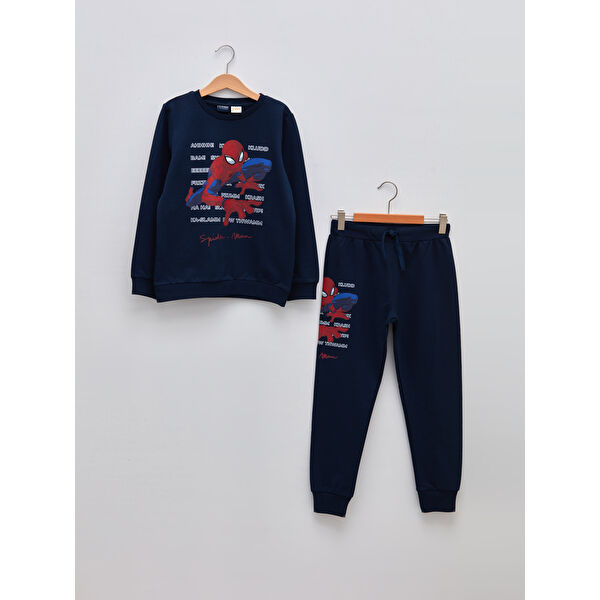 Bisiklet Yaka Spiderman Baskılı Uzun Kollu Erkek Çocuk Sweatshirt ve Eşofman Altı Bisiklet Yaka Spiderman Baskılı Uzun Kollu Erkek Çocuk Sweatshirt ve Eşofman Altı