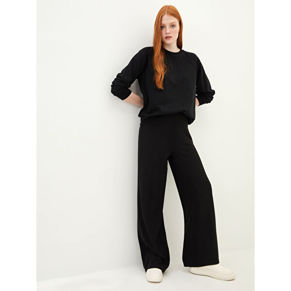 Beli Lastikli Slim Fit Düz Kadın Pantolon