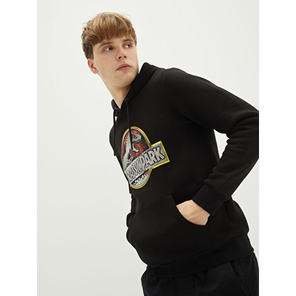 Kapüşonlu Uzun Kollu Jurassıc Park Baskılı Erkek Sweatshirt Kapüşonlu Uzun Kollu Jurassıc Park Baskılı Erkek Sweatshirt