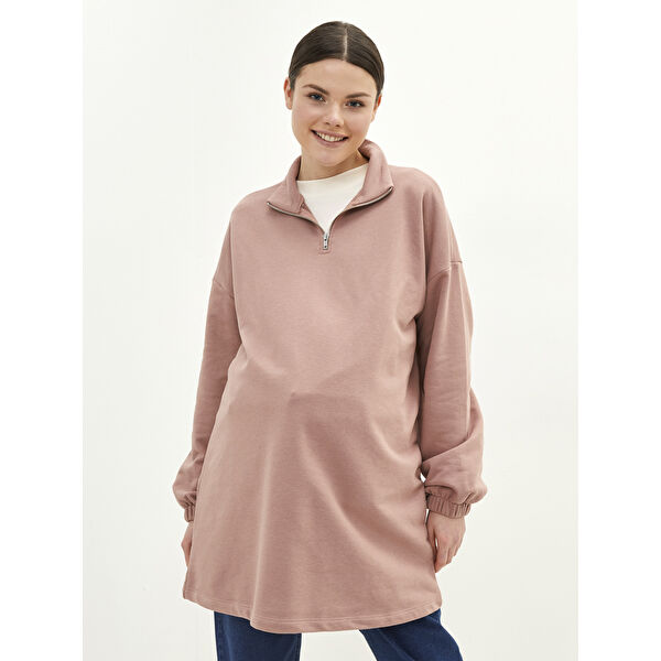 Dik Yaka Düz Uzun Kollu Hamile Tunik