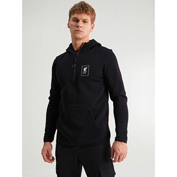 Kapüşonlu Uzun Kollu Liverpool Baskılı Erkek Sweatshirt