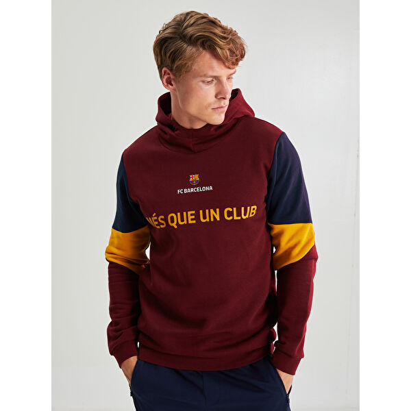 Kapüşonlu Uzun Kollu Barcelona Baskılı Erkek Taraftar Sweatshirt Kapüşonlu Uzun Kollu Barcelona Baskılı Erkek Taraftar Sweatshirt