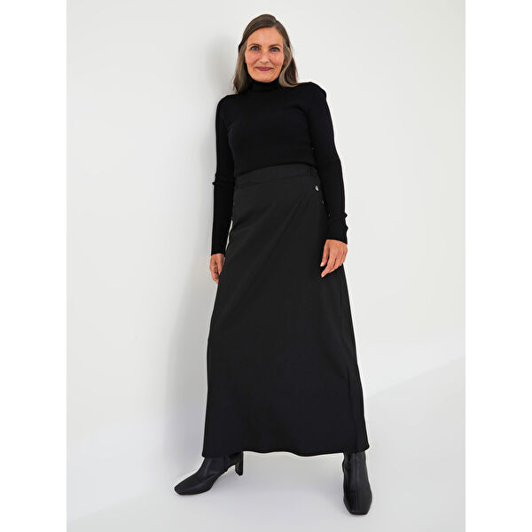 Beli Lastikli Düz A Kesim Kadın Etek