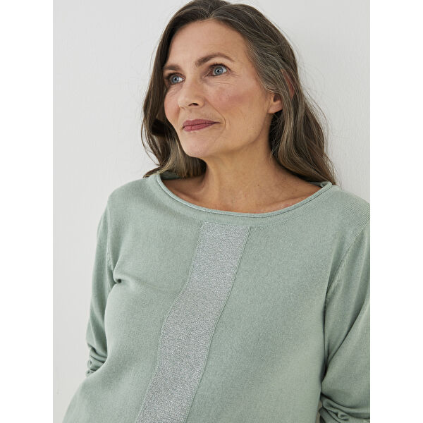 LCW GRACE Bisiklet Yaka Şerit Detaylı Kadın Triko Kazak