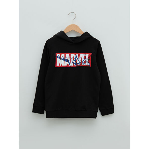 Kapüşonlu Marvel Baskılı Uzun Kollu Erkek Çocuk Sweatshirt Kapüşonlu Marvel Baskılı Uzun Kollu Erkek Çocuk Sweatshirt