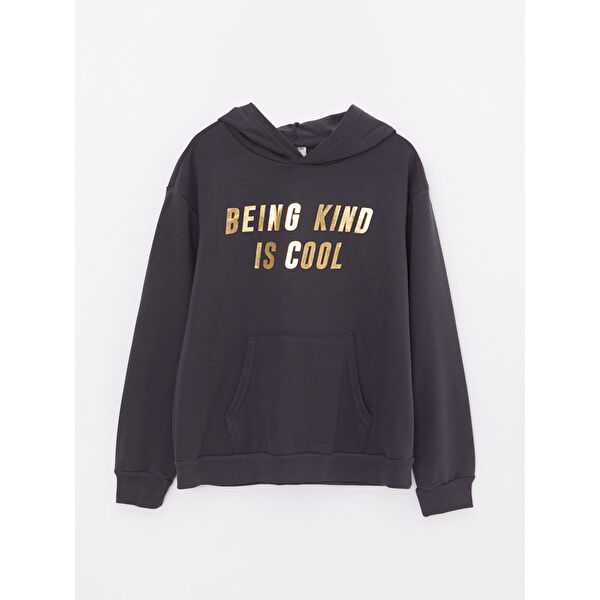 Kapüşonlu Baskılı Uzun Kollu Kız Çocuk Sweatshirt Kapüşonlu Baskılı Uzun Kollu Kız Çocuk Sweatshirt