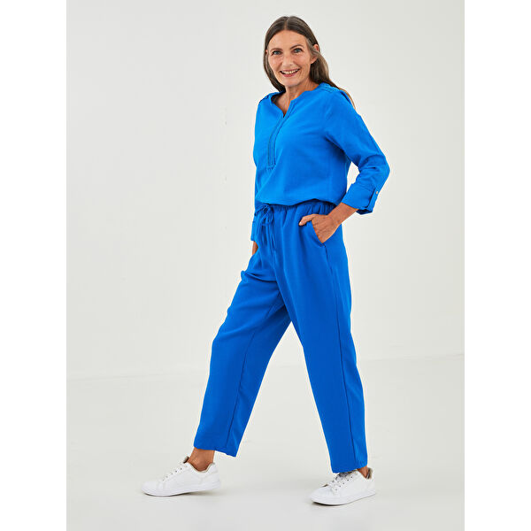 Beli Lastikli Düz Cep Detaylı Medine İpeği Kumaş Kadın Pantolon Beli Lastikli Düz Cep Detaylı Medine İpeği Kumaş Kadın Pantolon