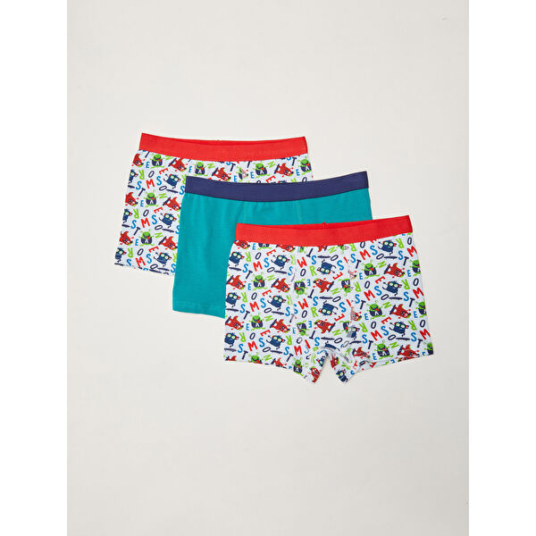 Baskılı Pamuklu Erkek Çocuk Boxer 3'lü Baskılı Pamuklu Erkek Çocuk Boxer 3'lü