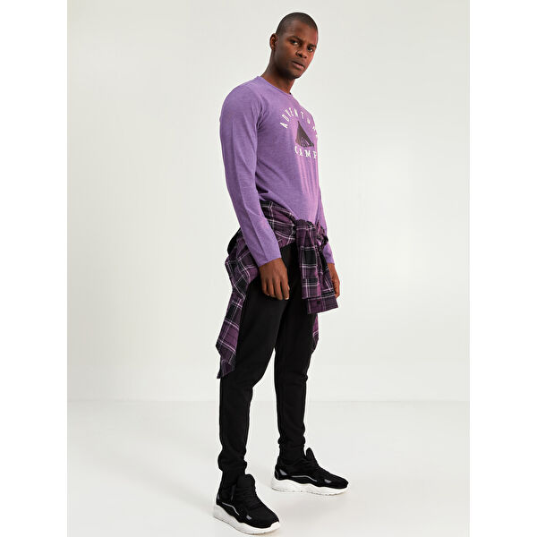 Outdoor Bisiklet Yaka Uzun Kollu Baskılı Erkek Tişört