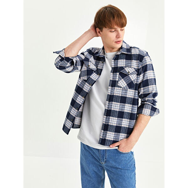 Regular Fit Uzun Kollu Ekose Erkek Gömlek Ceket Regular Fit Uzun Kollu Ekose Erkek Gömlek Ceket