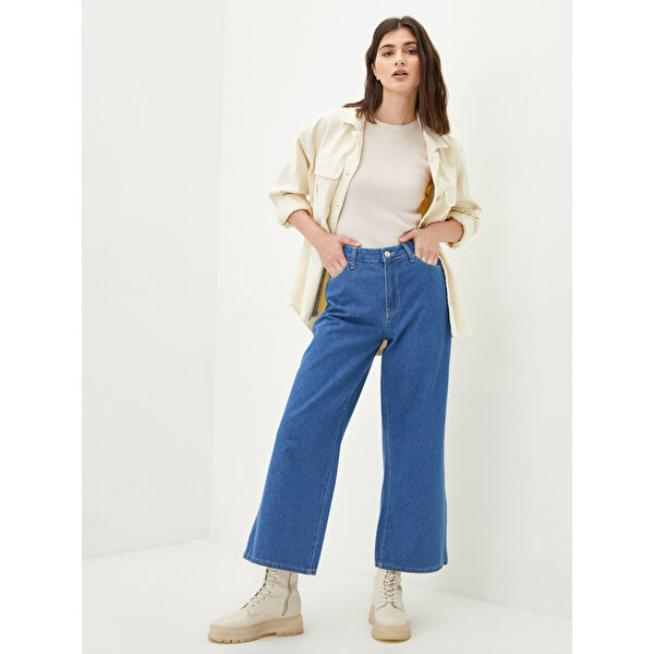 Standart Fit Cep Detaylı Düz Kadın Rodeo Jean Pantolon Standart Fit Cep Detaylı Düz Kadın Rodeo Jean Pantolon