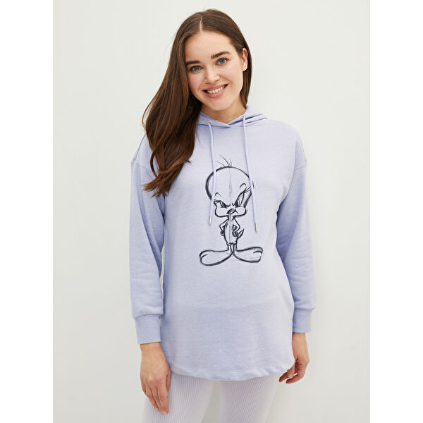 Kapüşonlu Tweety Baskılı Uzun Kollu Hamile Sweatshirt Kapüşonlu Tweety Baskılı Uzun Kollu Hamile Sweatshirt