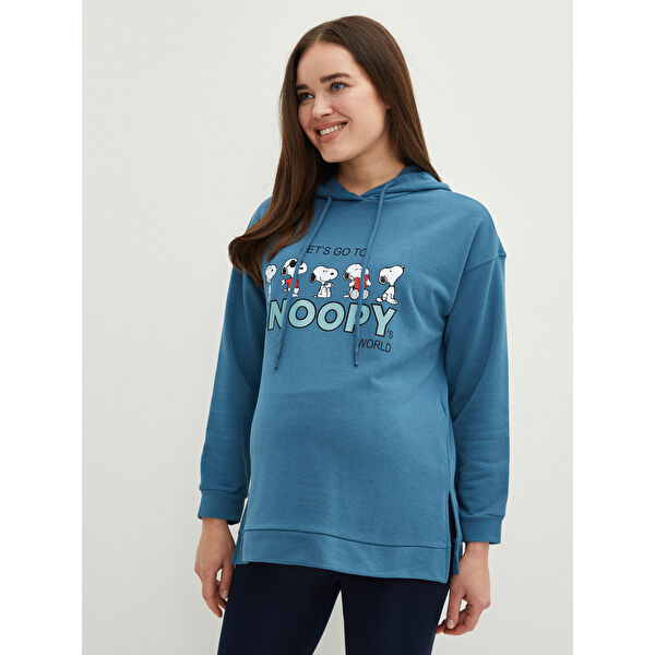 Kapüşonlu Snoopy Baskılı Uzun Kollu Hamile Sweatshirt Kapüşonlu Snoopy Baskılı Uzun Kollu Hamile Sweatshirt